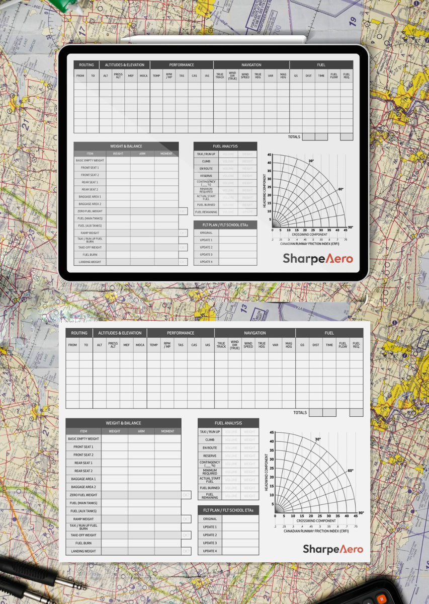 VFR Flight Log 2.0 | iPad & Kneeboard Templates for Flight Training ...