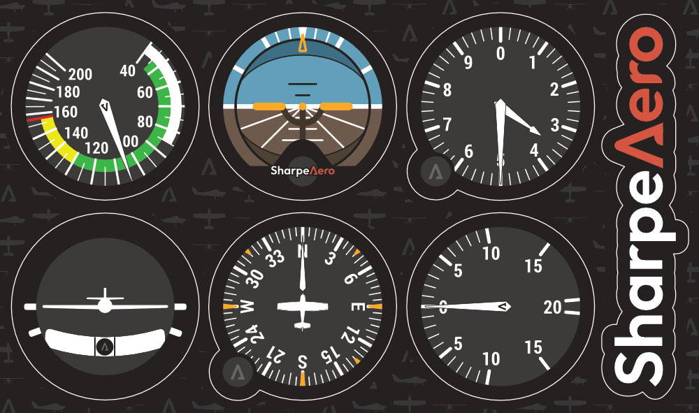 SharpeAero | Six-Pack Flight Instruments Sticker Set