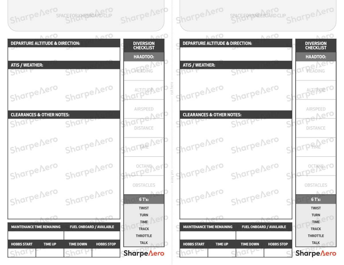 In-Flight Notes 2.0 | Flight Training Kneeboard Templates – SharpeAero